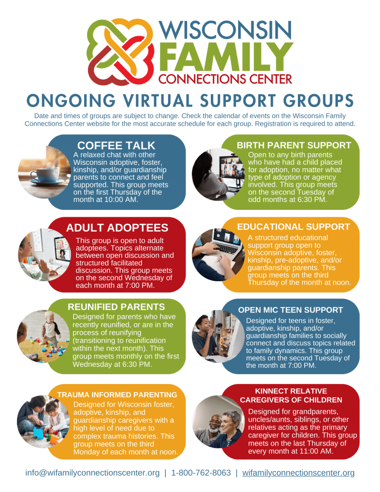Support Group Flyers - Wisconsin Family Connections Center